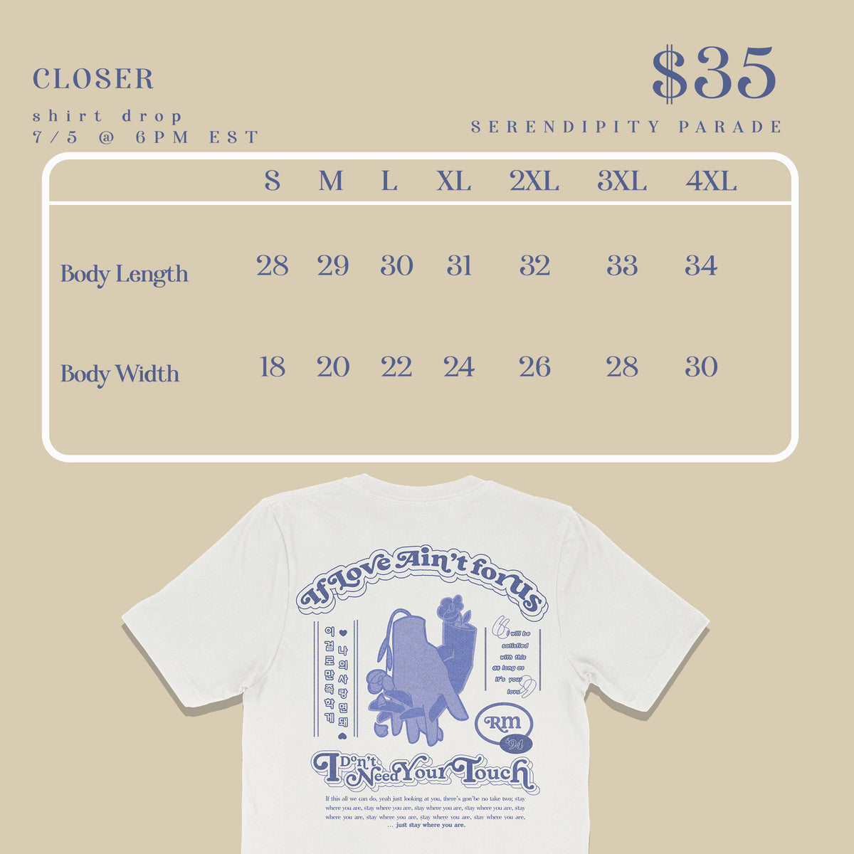Closer RM Indigo Shirt Design [PREORDER] – Serendipity Parade ♥